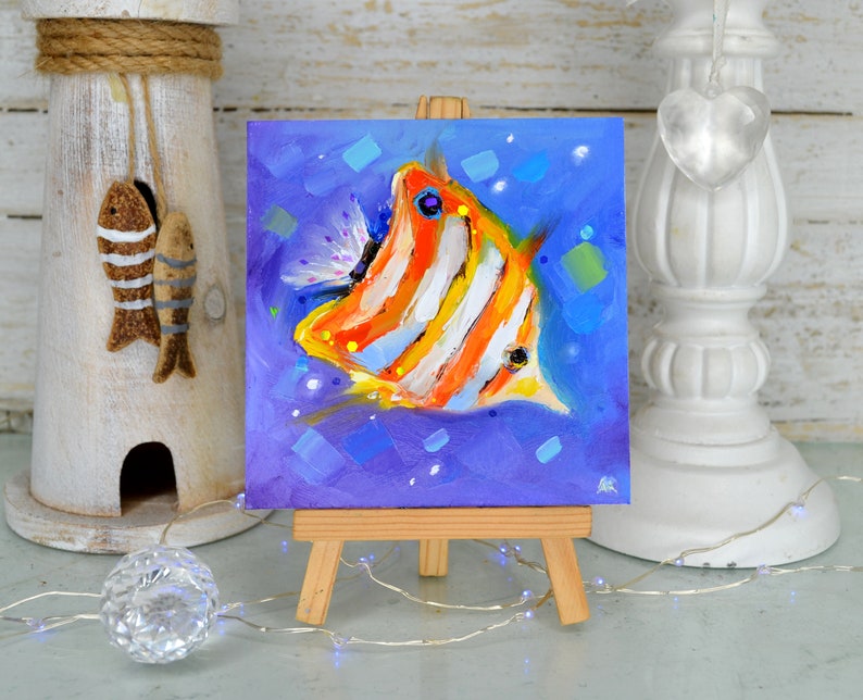 Angelfish Original Art Freshwater Fish Aquarium Colorful - Etsy