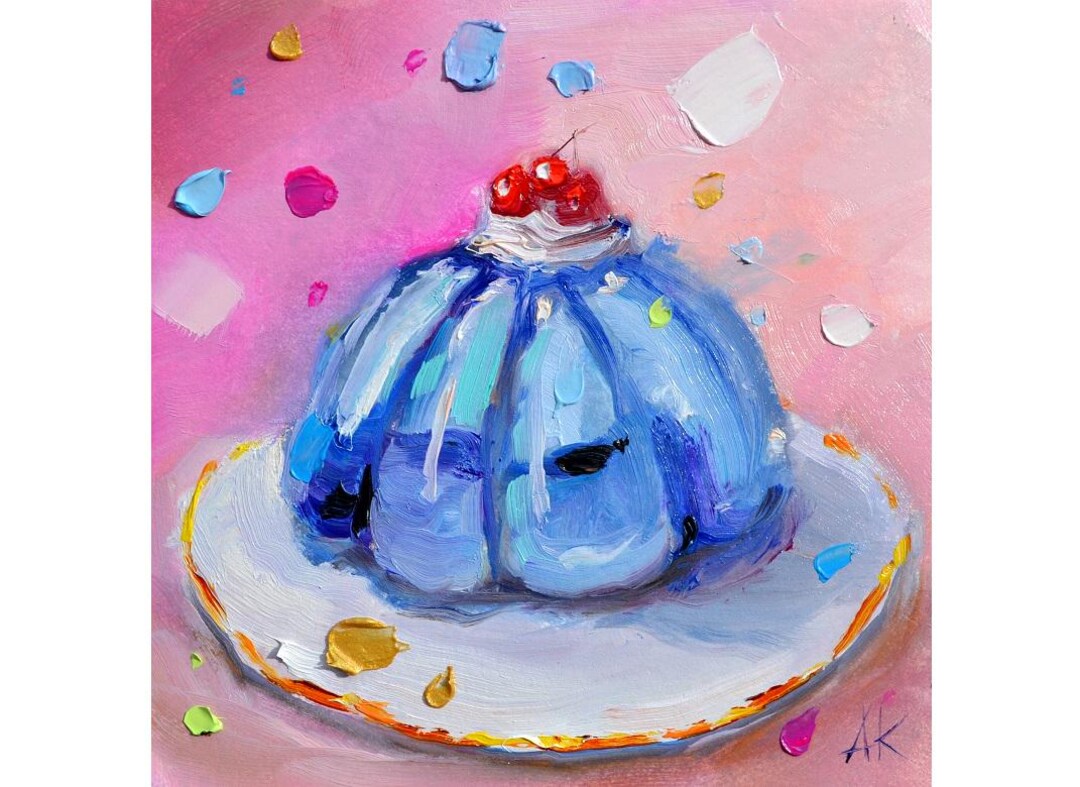 Blue Pudding With Berries Sweet Snack Art Pudding Wall Art , Sweet ...