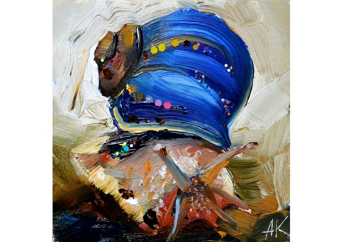 Large Snail Art of Snail With Colorful Shell, Small 4x4 African Snail ...