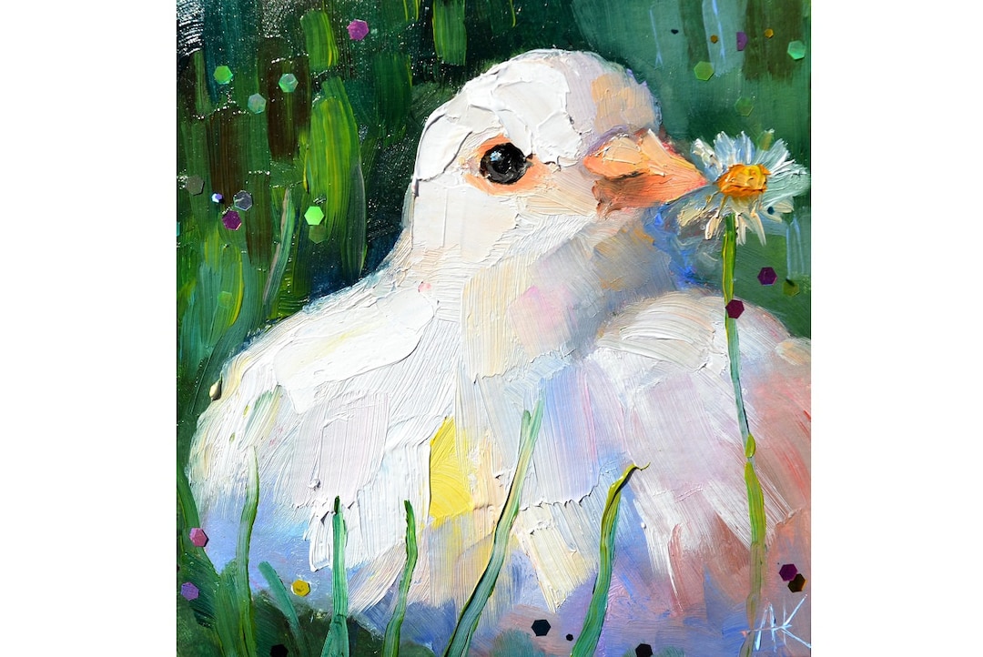 White Dove Original Painting Oil Art Dove Decor, Bird Art Painting ...