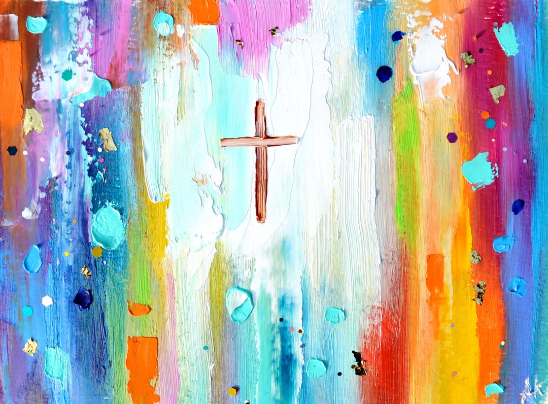 Christian Art Christian Faith Painting, Cross Art, Angel Art Modern ...