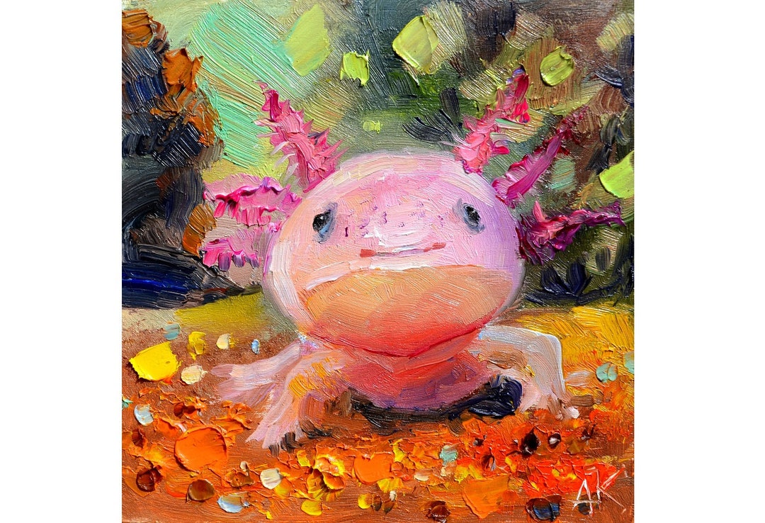Axolotl, Salamander, Cute Axolotl, Axolotl Art Cute Amphibian Original ...