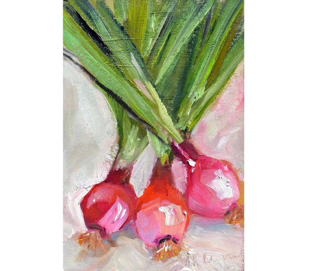 Red Onion, Bunch of Spring Onions, Culinary Art, Vegetable Wall Art ...