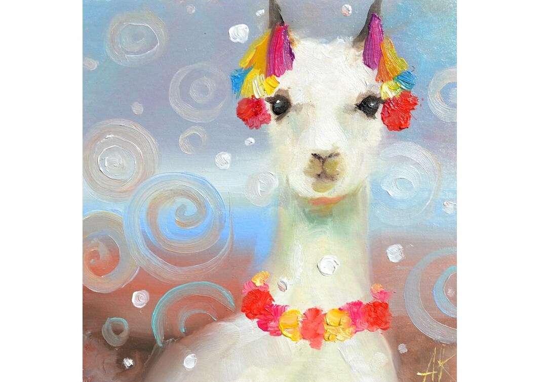 Alpaca Llama Painting, Animal Decor Llama, Art Animals, Original Oil ...