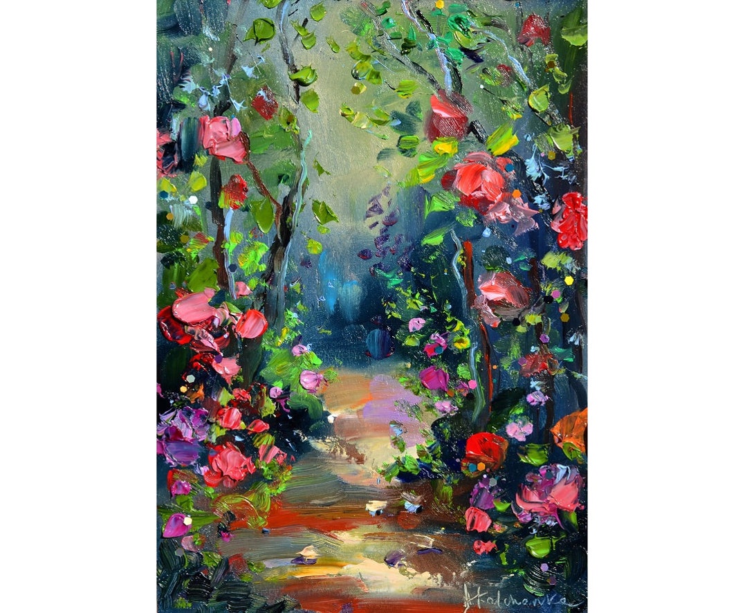 Forest With Roses, Magical Landscape, Garden With Red Roses Romantic ...