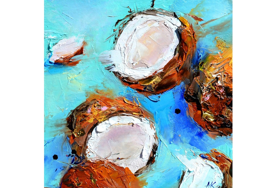 Coconut Art, Coconut Milk, Coconut Wall Art Turquoise Decor, Fresh ...