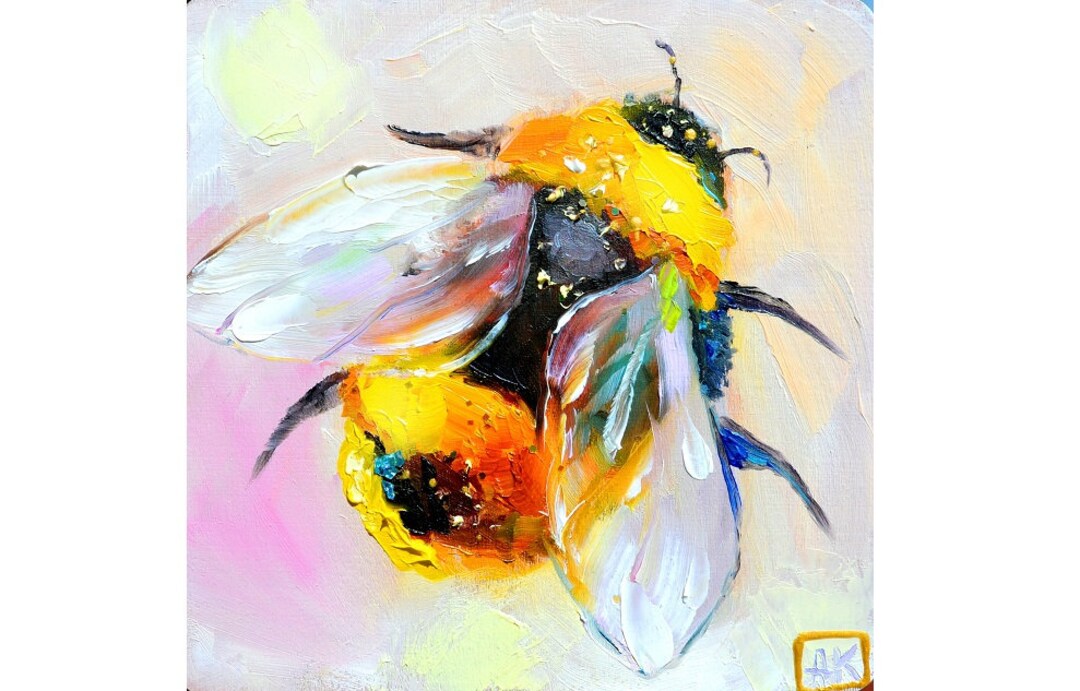 Bumblebee Painting Insects Bee Painting Original Art, Honey Decor Bee ...