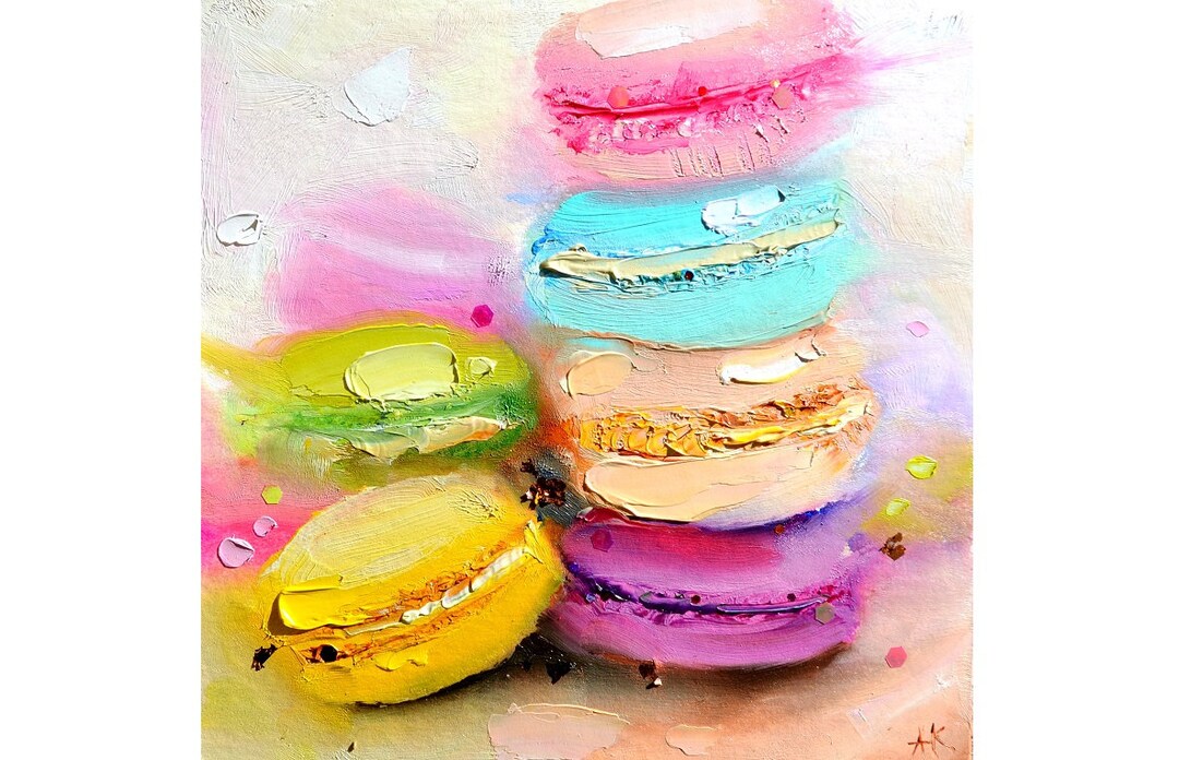 Aweet Decor Macarons Oil Painting, Original Oil Painting, Macarons ...