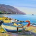 Beaches With Boat, Seascape With Boat on the Beach, Sea Art Beach, Sea ...