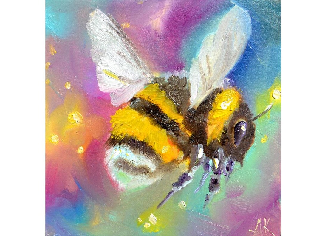 Bumblebee Oil Painting Original Painting Insect Art, Orange Painting ...