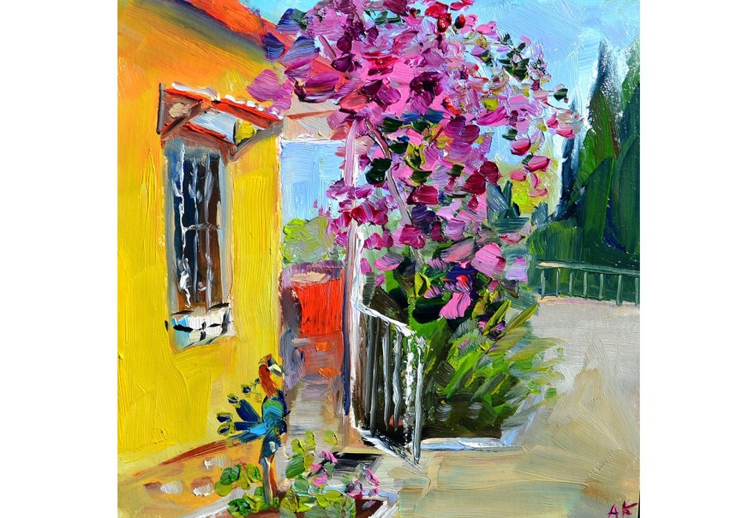 Landscape With Houses, Colorful Houses Colorful Oil Art Original ...
