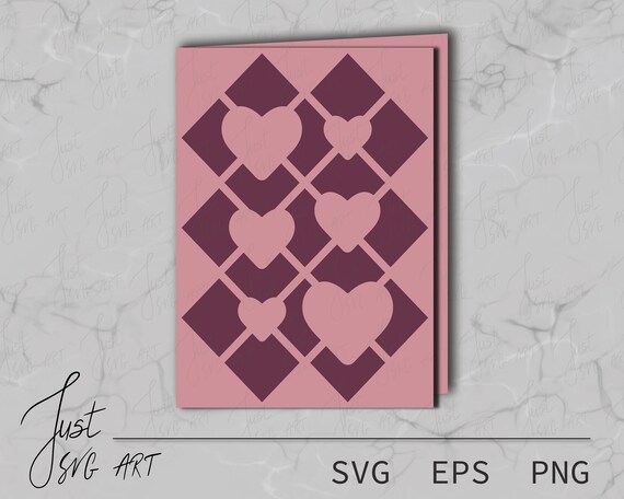 Card SVG Heart Card Template 5x7 Heart Card Bi-fold | Etsy UK