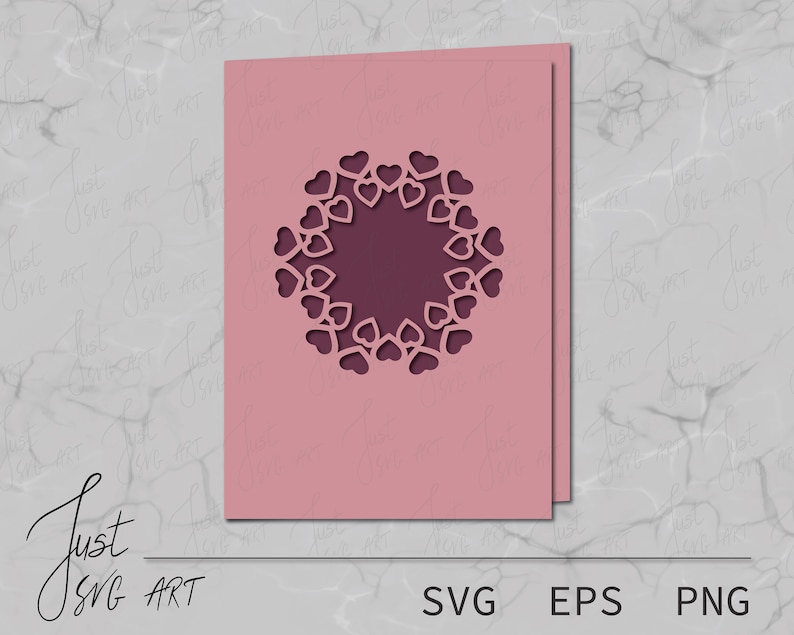 Carte SVG - Modèle de carte de coeur 5 "x 7" - Carte de coeur Bi-fold ...