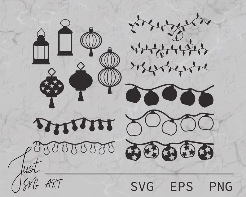 Lights SVG – Lanterns SVG – Christmas Lights SVG – Decorative Lights ...