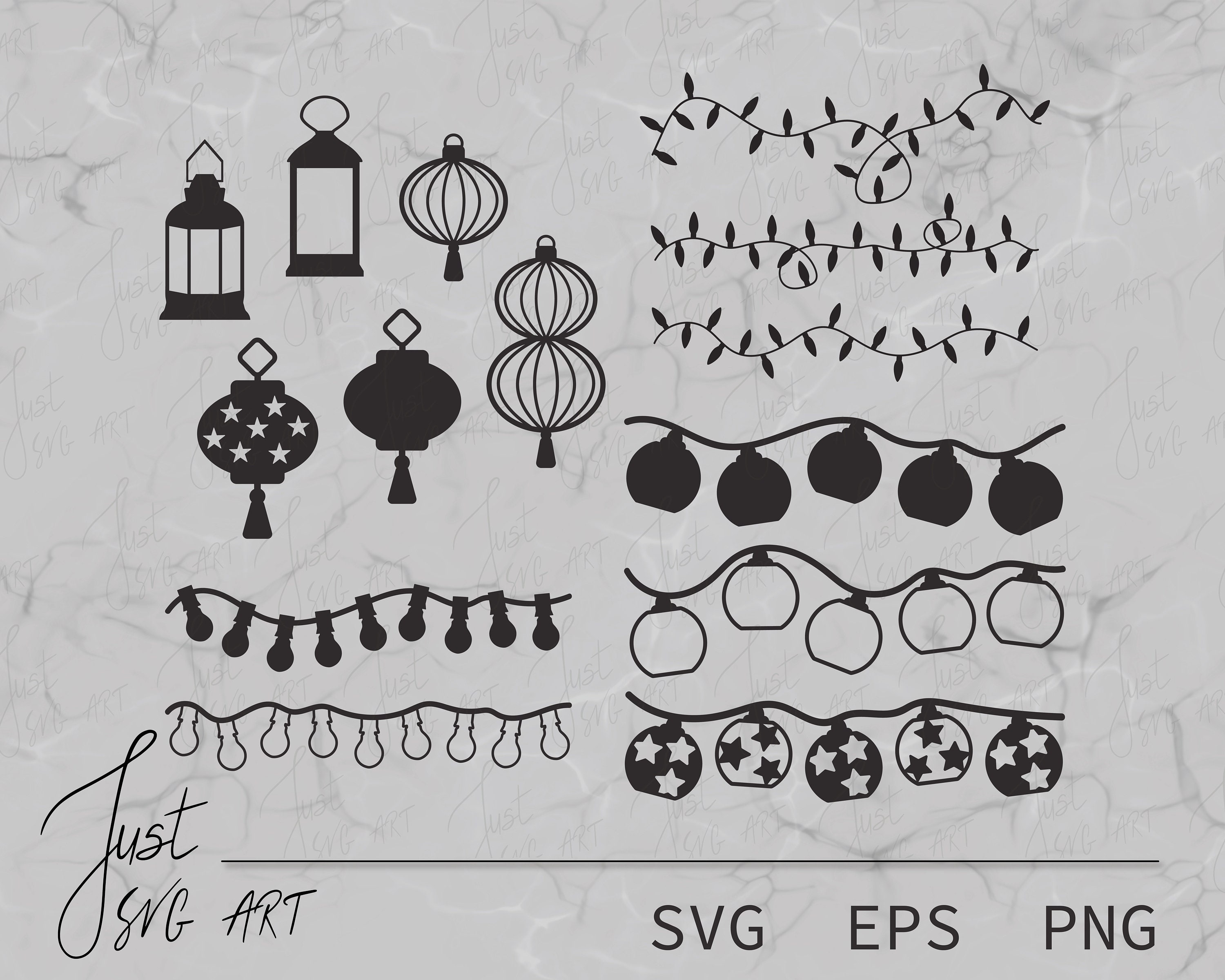 Lights SVG – Lanterns SVG – Christmas Lights SVG – Decorative Lights ...