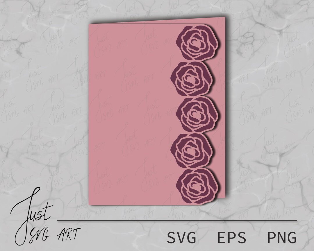 Card SVG - Edge With Roses Card 5“x7“ - Edge With Roses Card Template ...