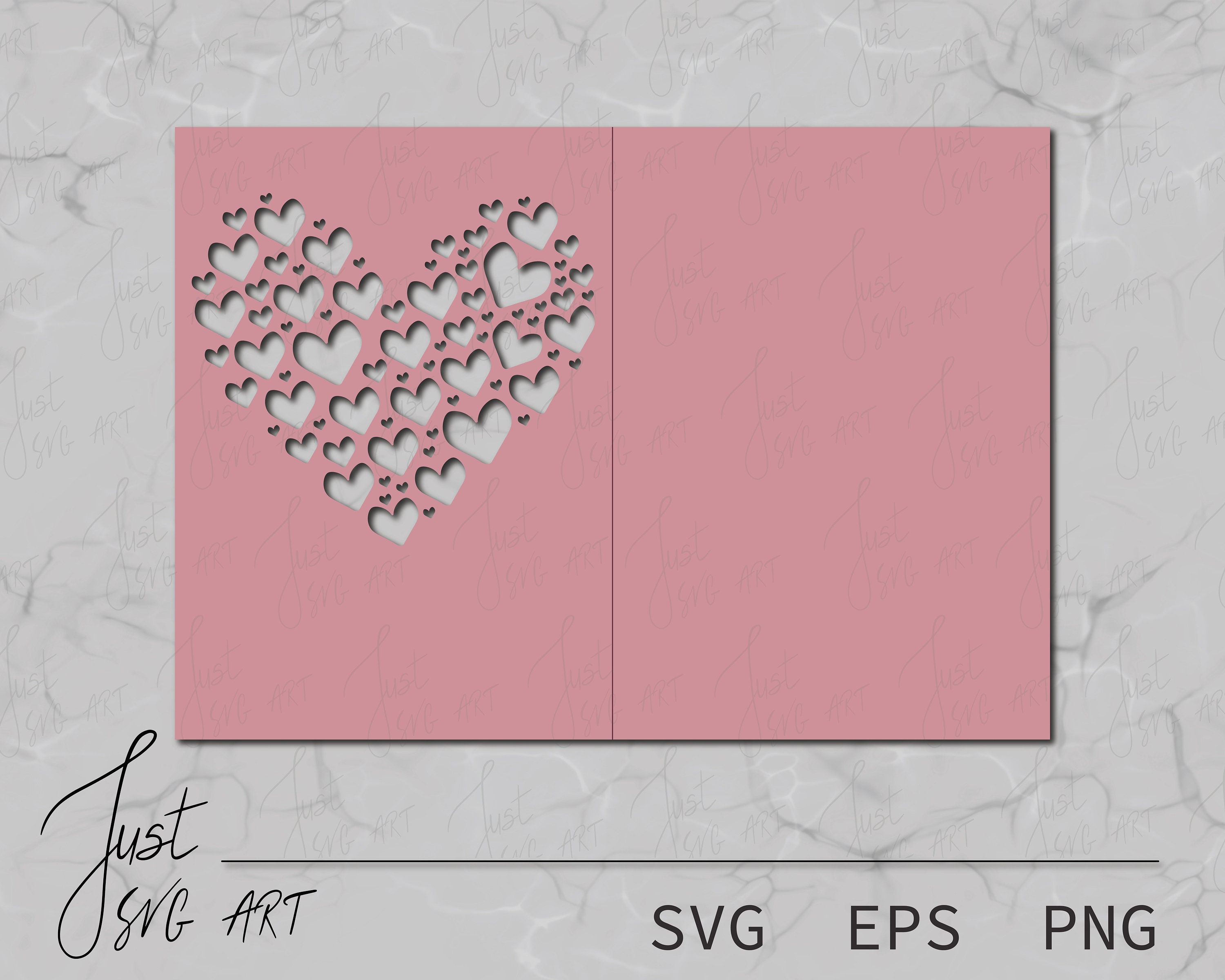 Card SVG - Heart Card Template 5“x7“ - Heart Card Bi-fold - Celebration ...