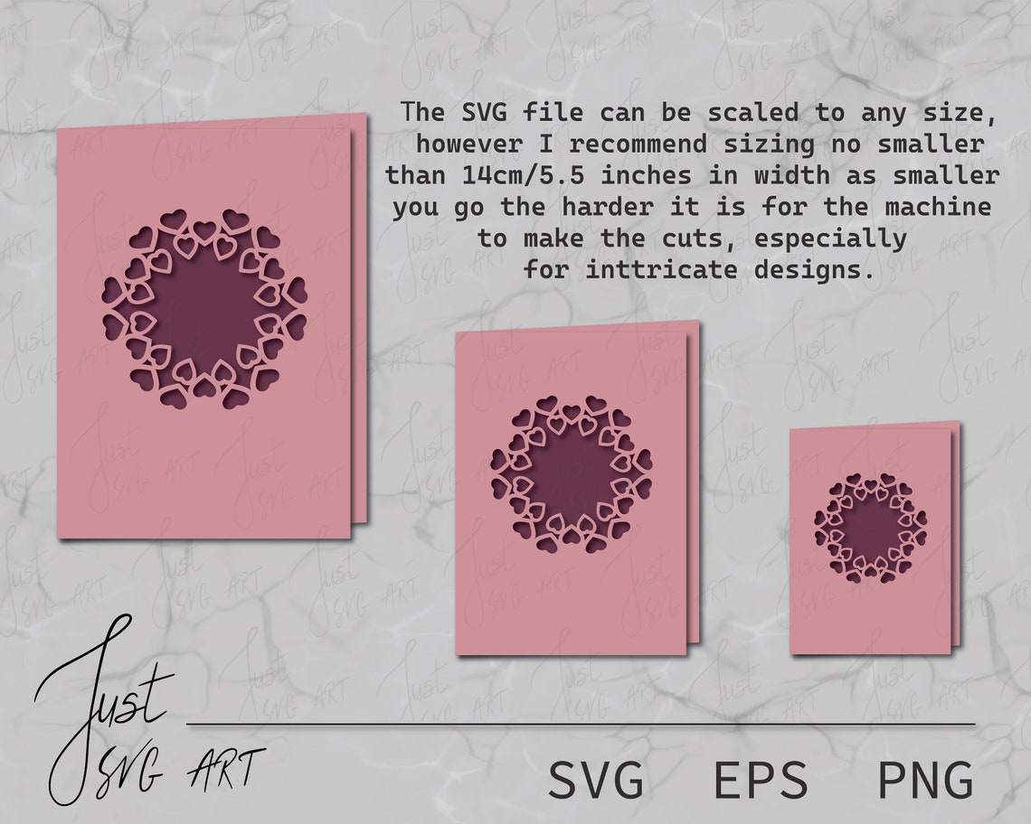 Carte SVG - Modèle de carte de coeur 5 "x 7" - Carte de coeur Bi-fold ...