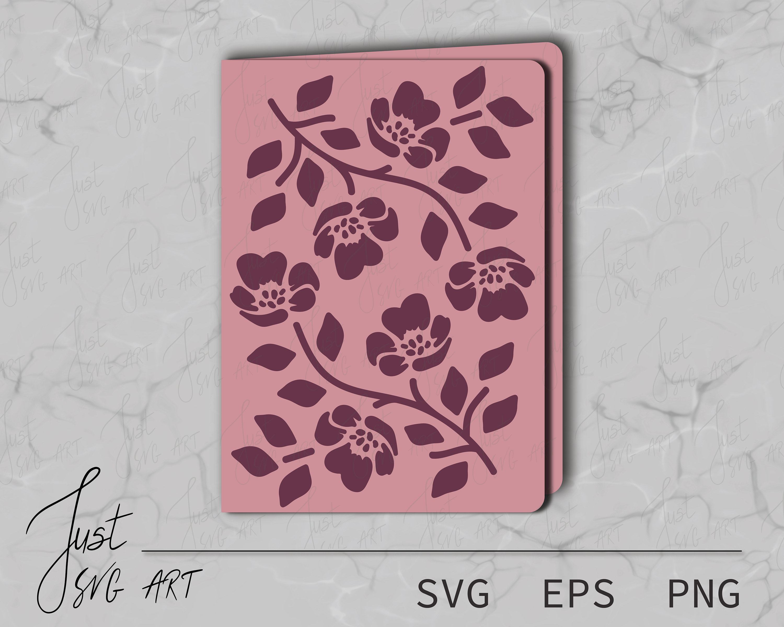 Card SVG - Bi-fold Sakura Card Template 5“x7“ - Sakura Card SVG ...