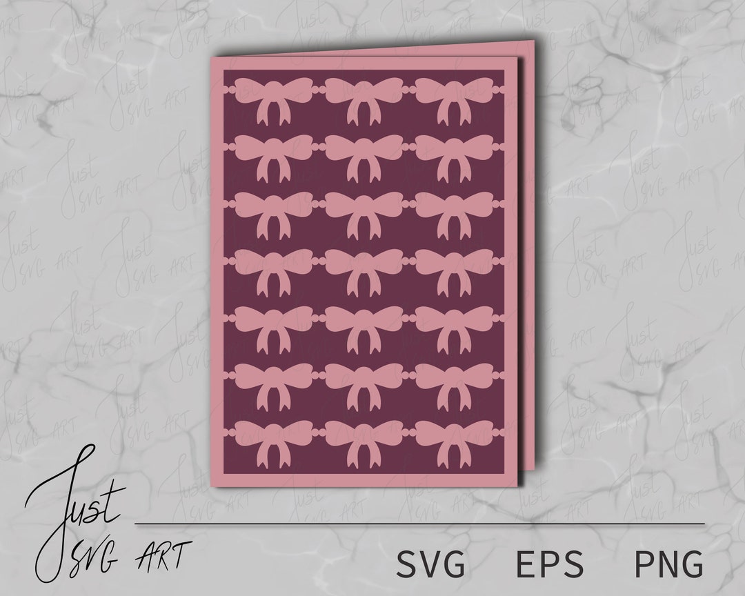 Card SVG - Bows Card 5“x7“ - Bows Card Template - Bows Card Bi-fold ...