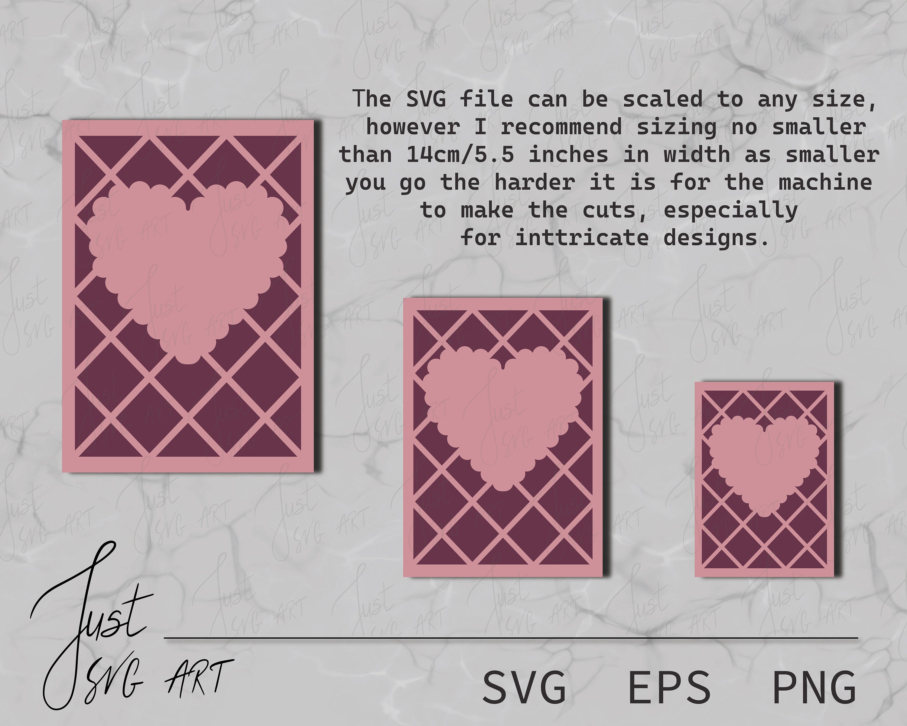 Carte SVG - Modèle de carte de coeur 5 "x 7 » - Carte de coeur Bi-fold ...