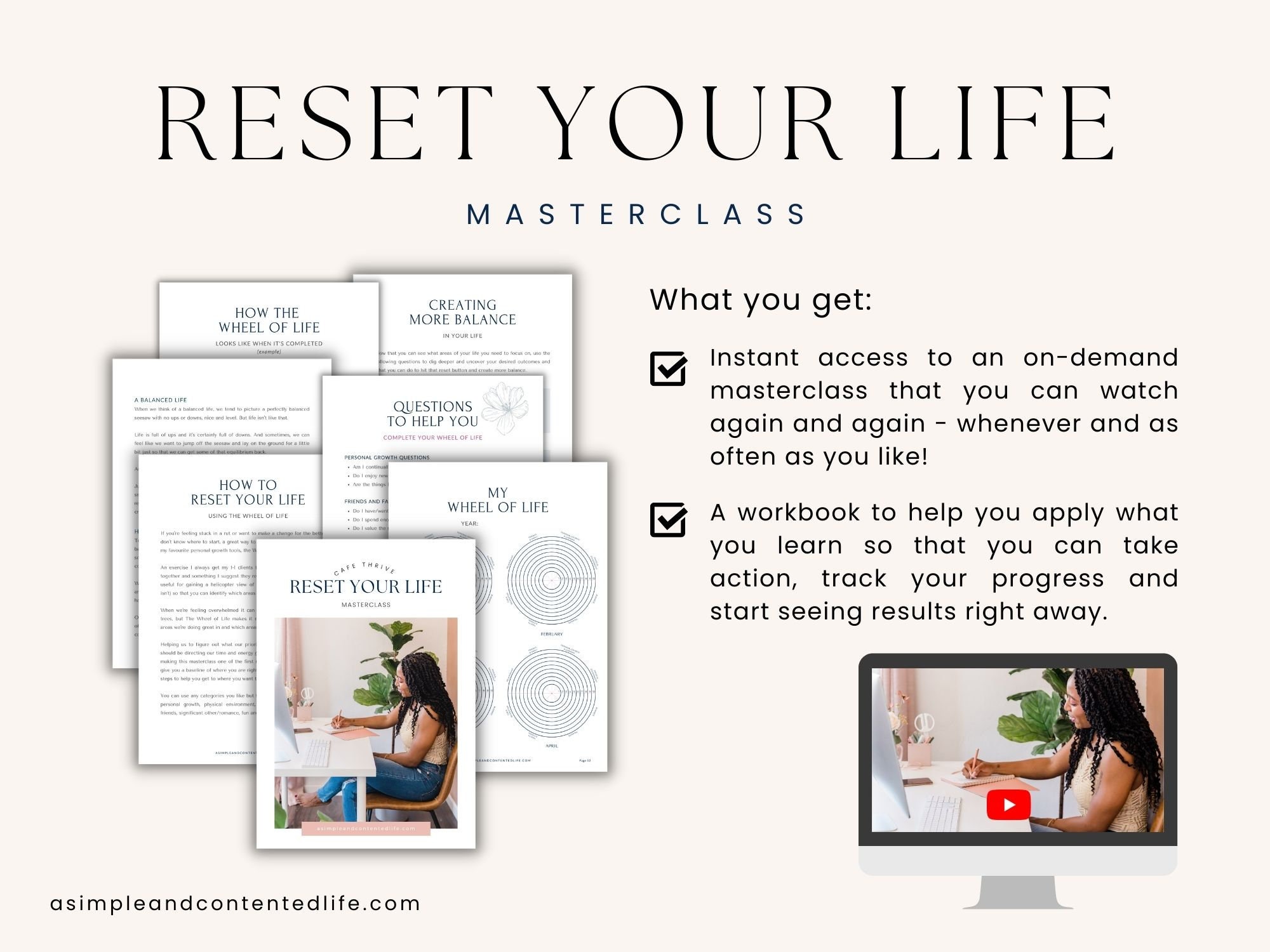 Life Reset Masterclass, Wheel of Life Planner, Wheel of Life Worksheet, Wheel of Life Printable ...