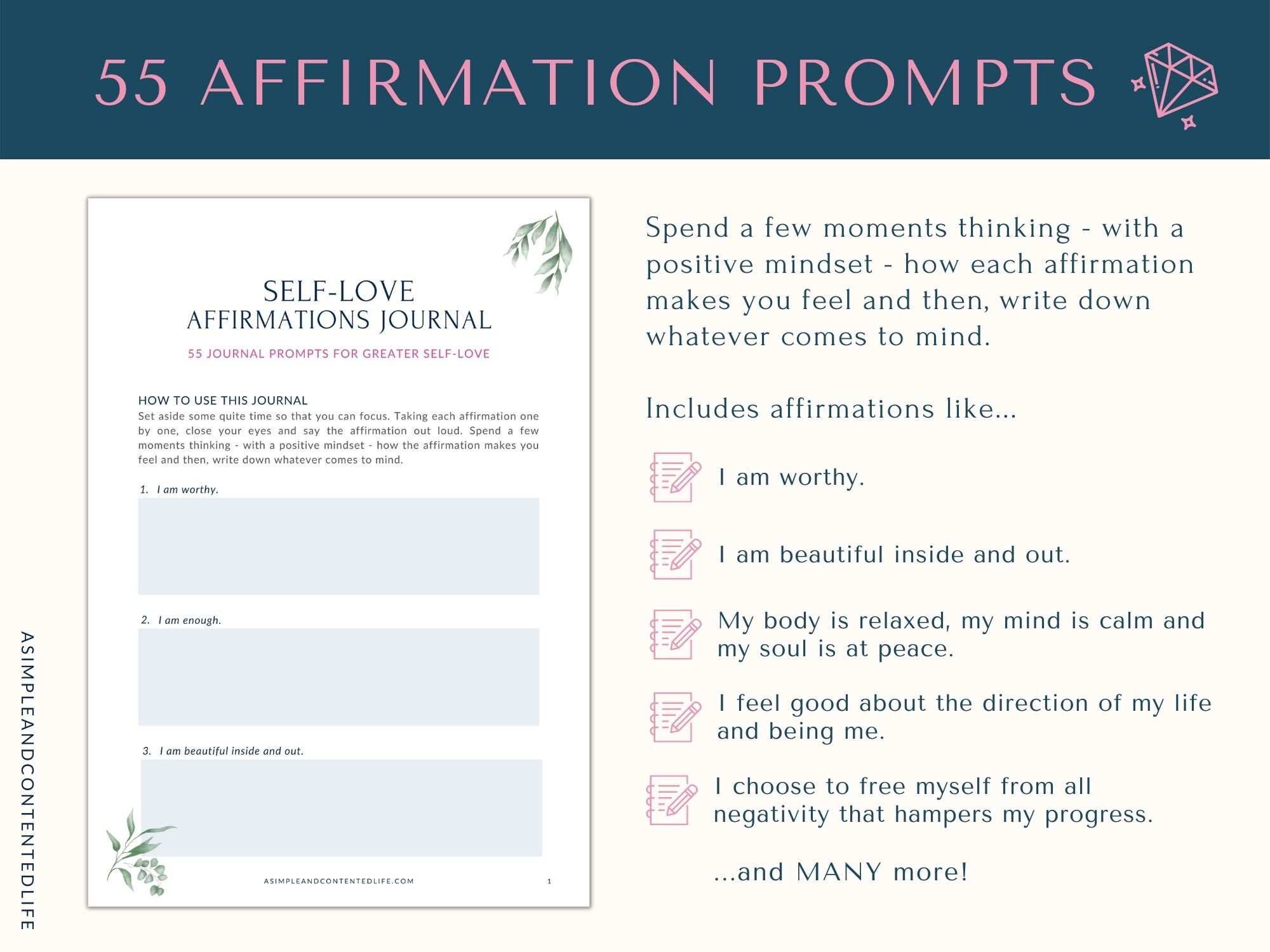 Affirmations Journal, Self Love Journal, Positive Affirmations ...