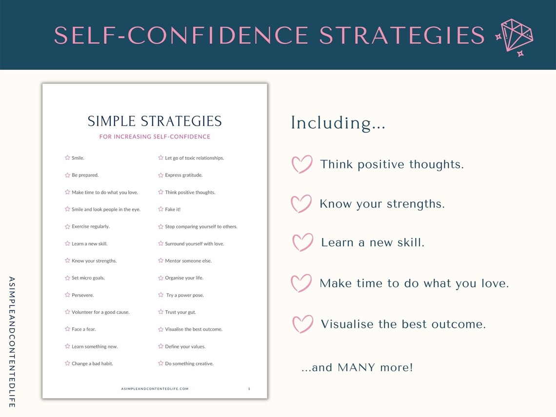 Self Confidence Cheatsheet, Self Confidence Planner, Self Esteem ...