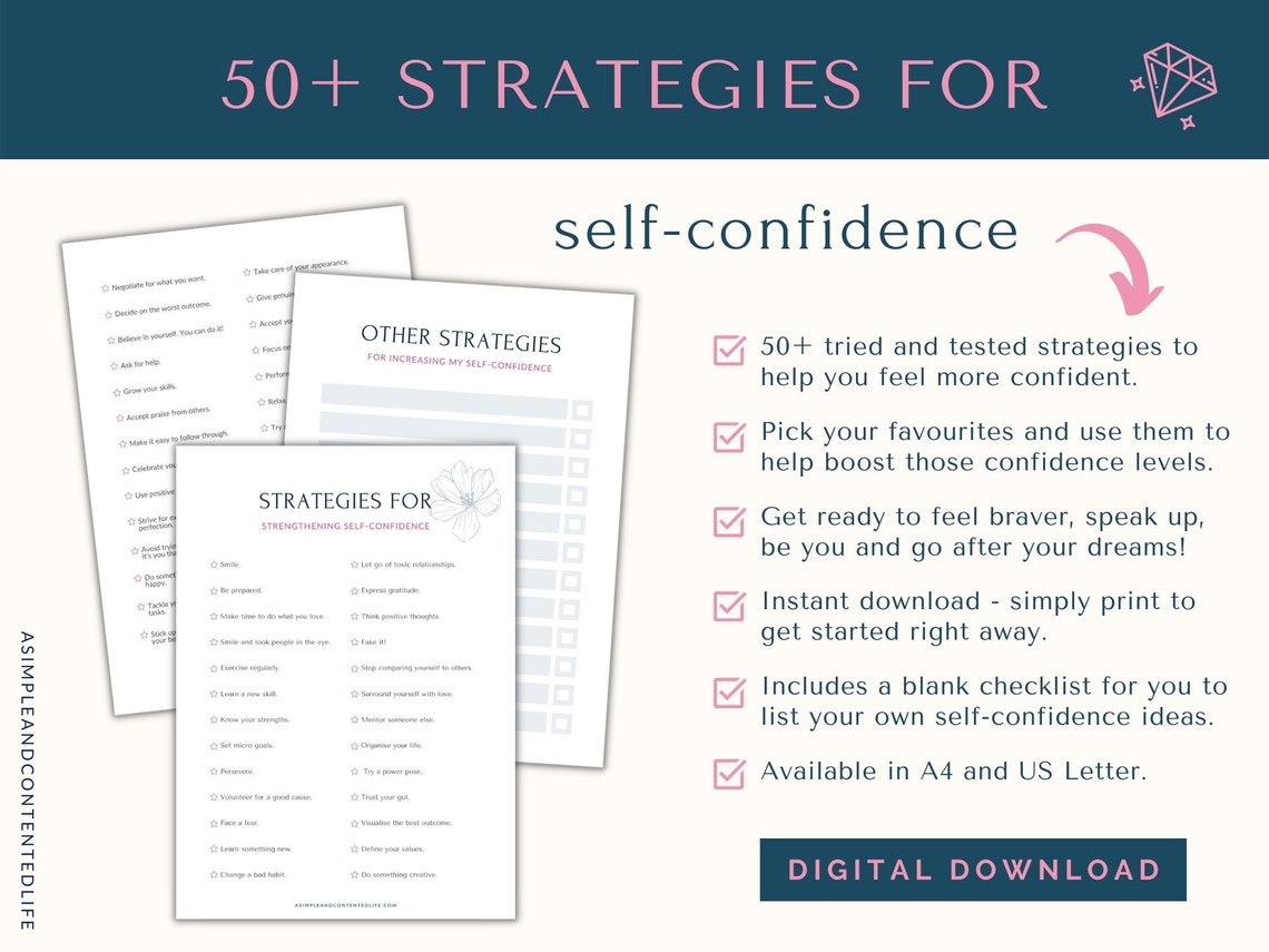 Self Confidence Cheatsheet, Self Confidence Planner, Self Esteem ...