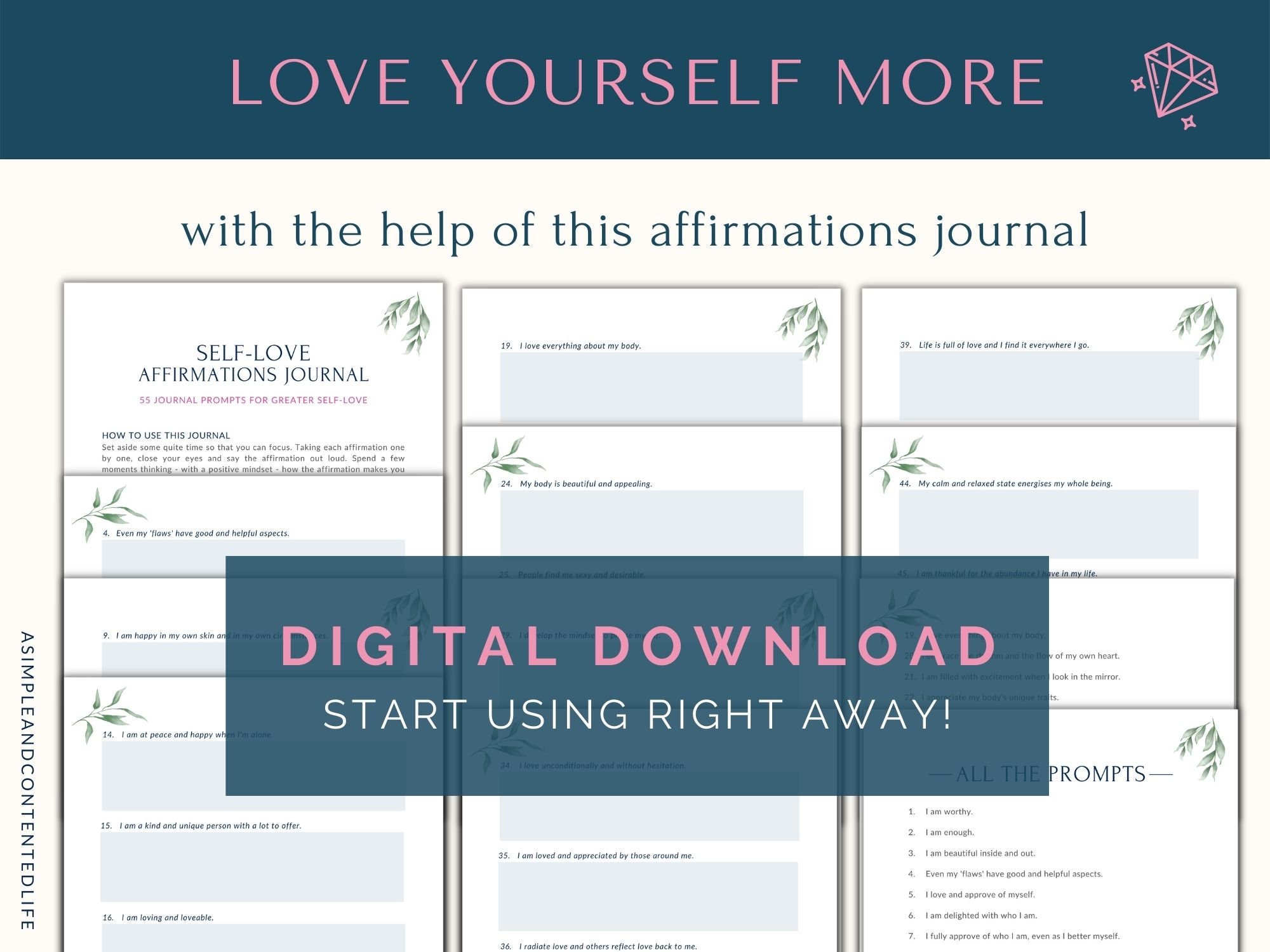 Affirmations Journal, Self Love Journal, Positive Affirmations ...