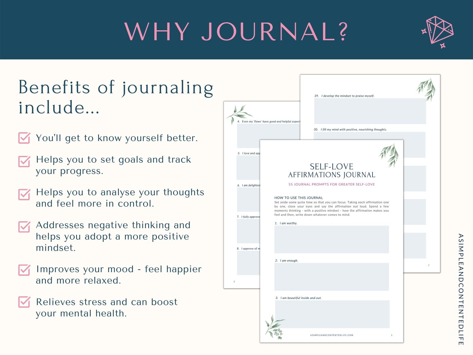 Affirmations Journal, Self Love Journal, Positive Affirmations ...