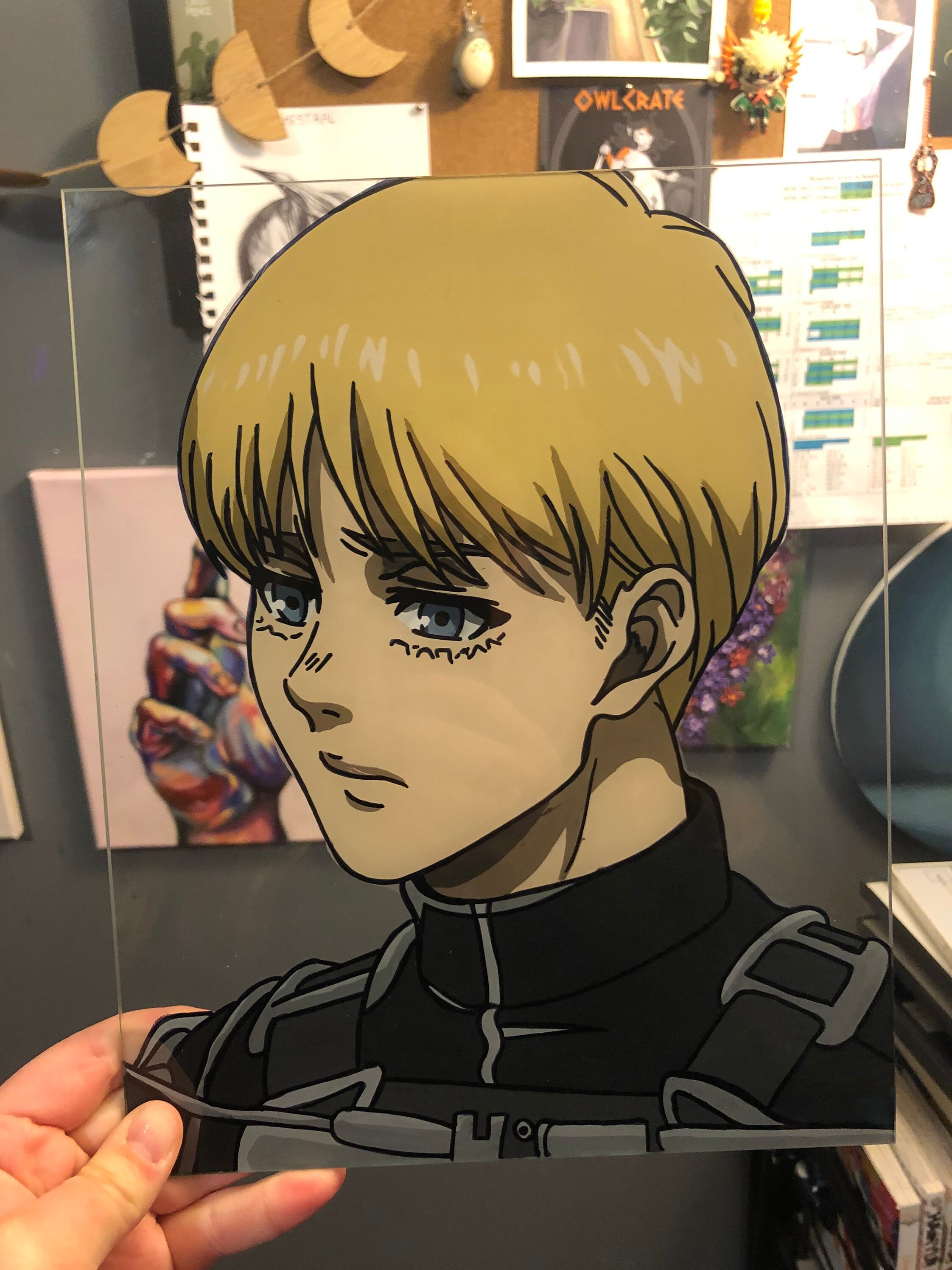 Art & Collectibles Painting Armin Arlet Attack on Titan Anime Glass ...