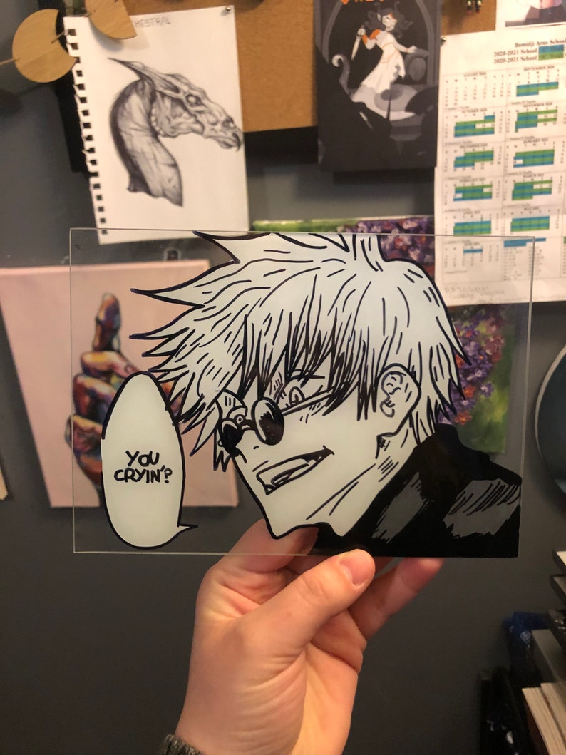 5x7 Gojo Glass Painting | Etsy