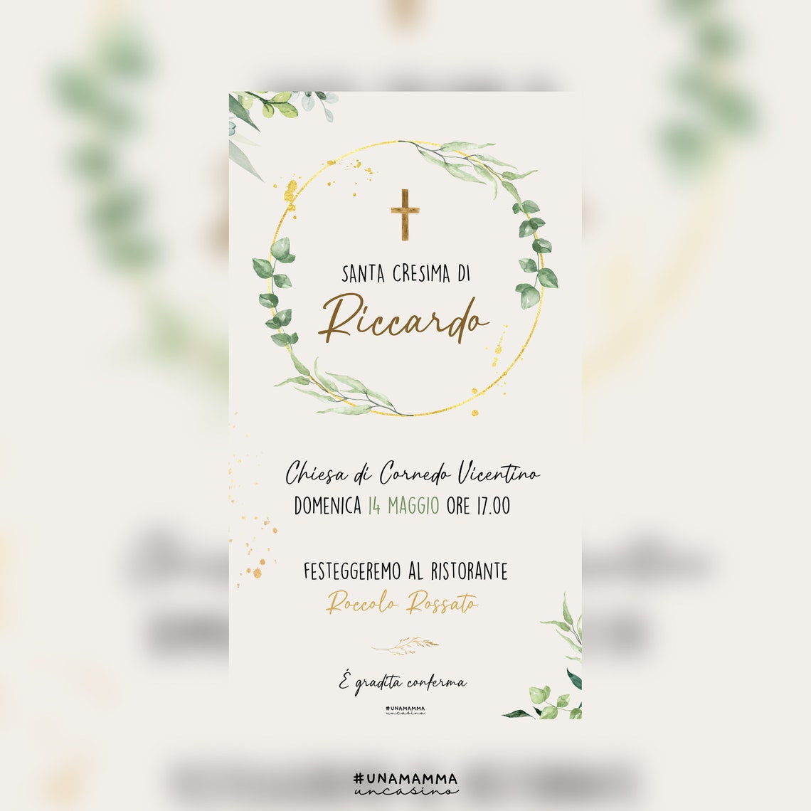 Invito digitale whatsapp, file digitale, cresima, personalizzato ...