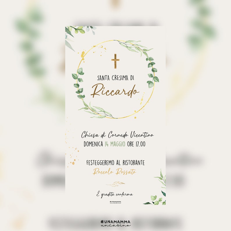 Invito digitale whatsapp, file digitale, cresima, personalizzato ...