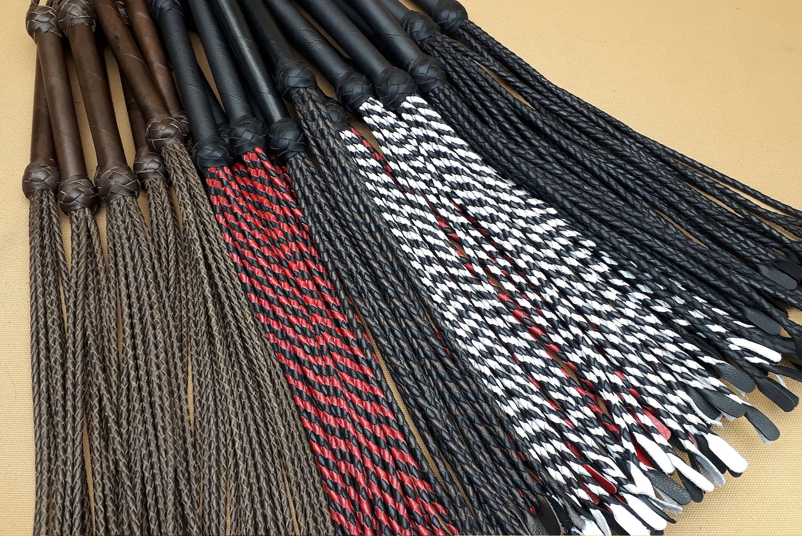 Cat-o-nine Tails Leather Whip 9 Braided Falls Leather | Etsy