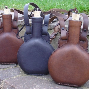 500 Ml Medieval Leather Bottle - Historical Leather Flask - Medieval ...