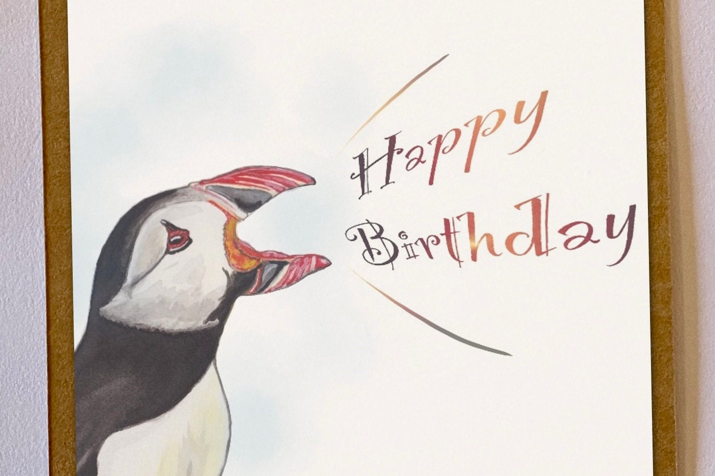 Puffin Greeting Card Happy Birthday Water Colour Print - Etsy