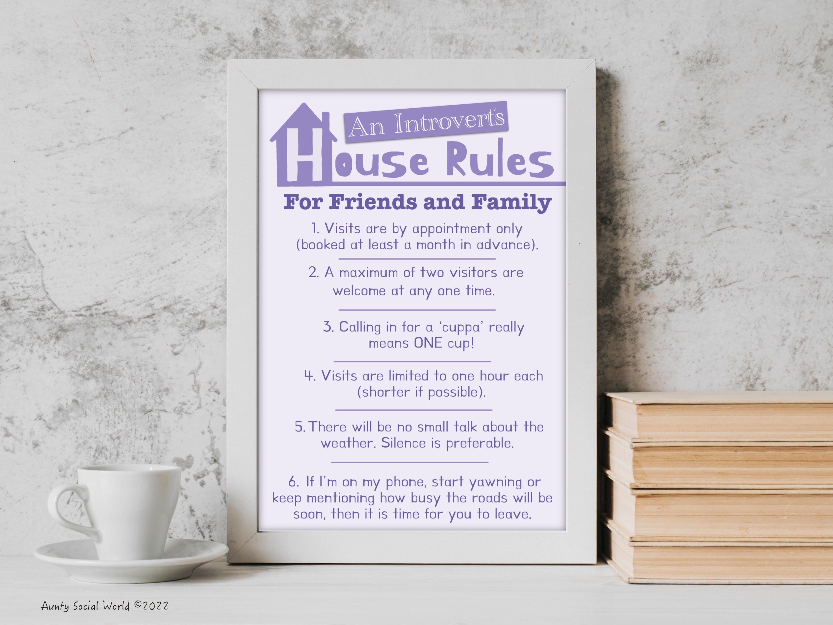 Introvert House Rules Print Comedy Design Family and Friends A4 A5 ...