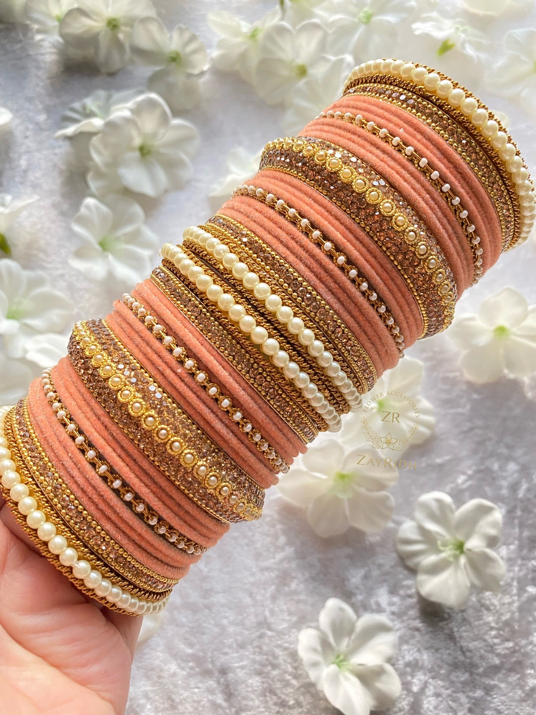 Indian Asian Pakistani Peach Bridal Party Bangle Setchuriya - Etsy