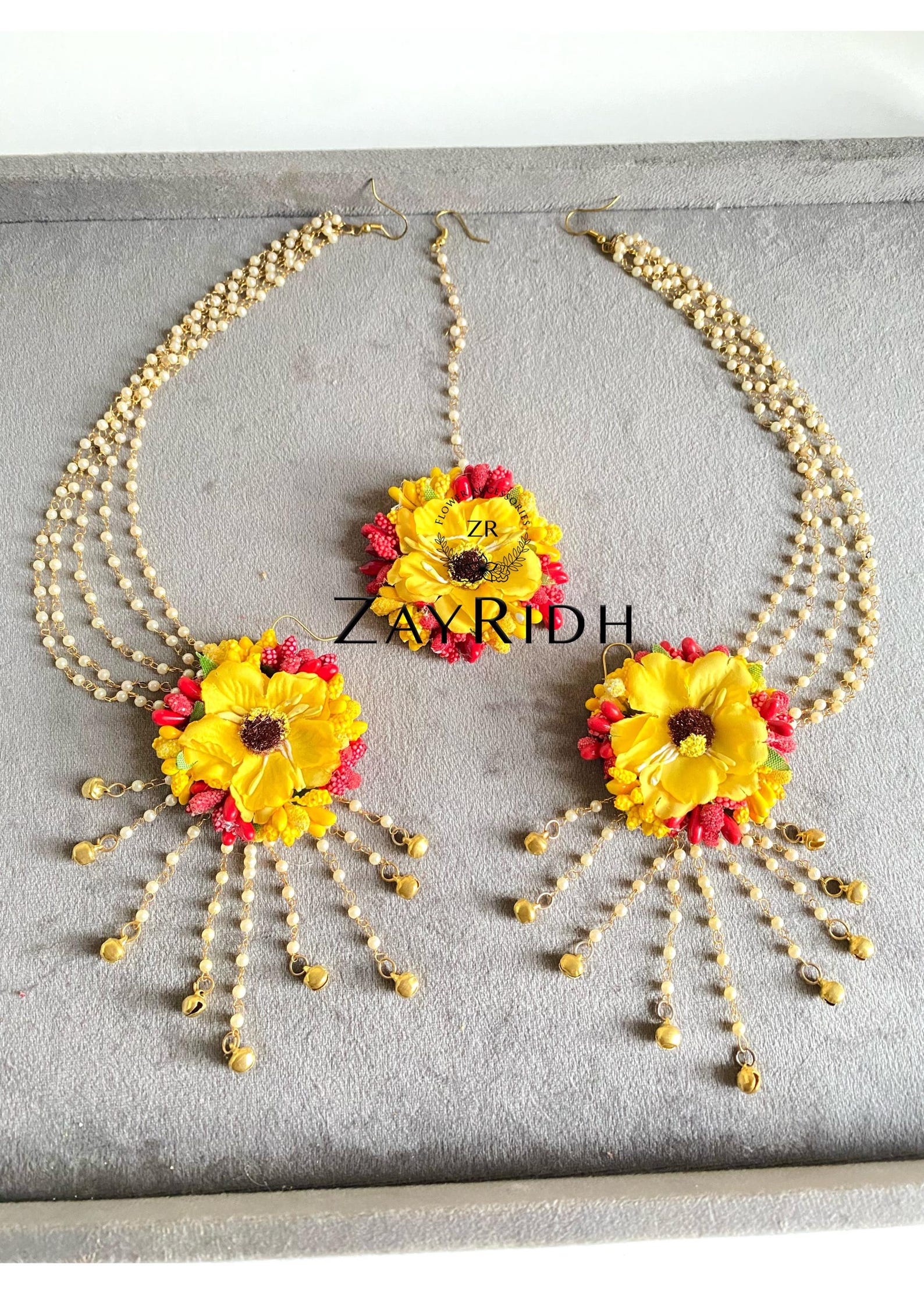 Yellow Mehndi Flower Necklace Set | Asian Indian Pakistani Bridal Haldi ...