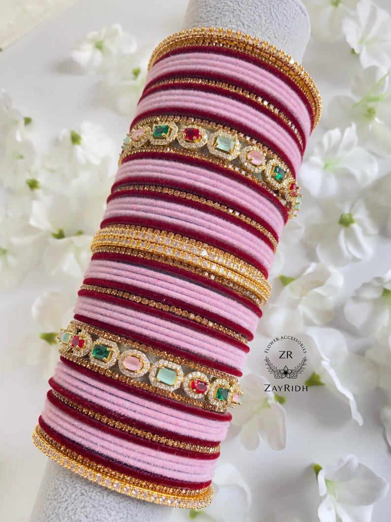 Pair of Traditional Indian Bangles Set | Desi Bridal Bridesmaid Bangles ...