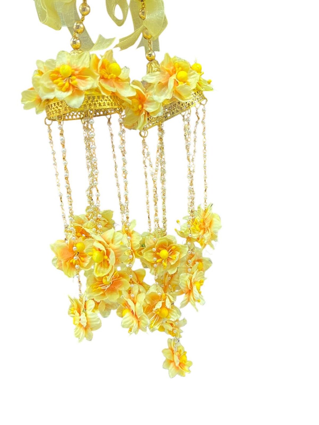 Yellow Flower Bridal Kaleere - Handmade Floral Kalira Set for Weddings ...