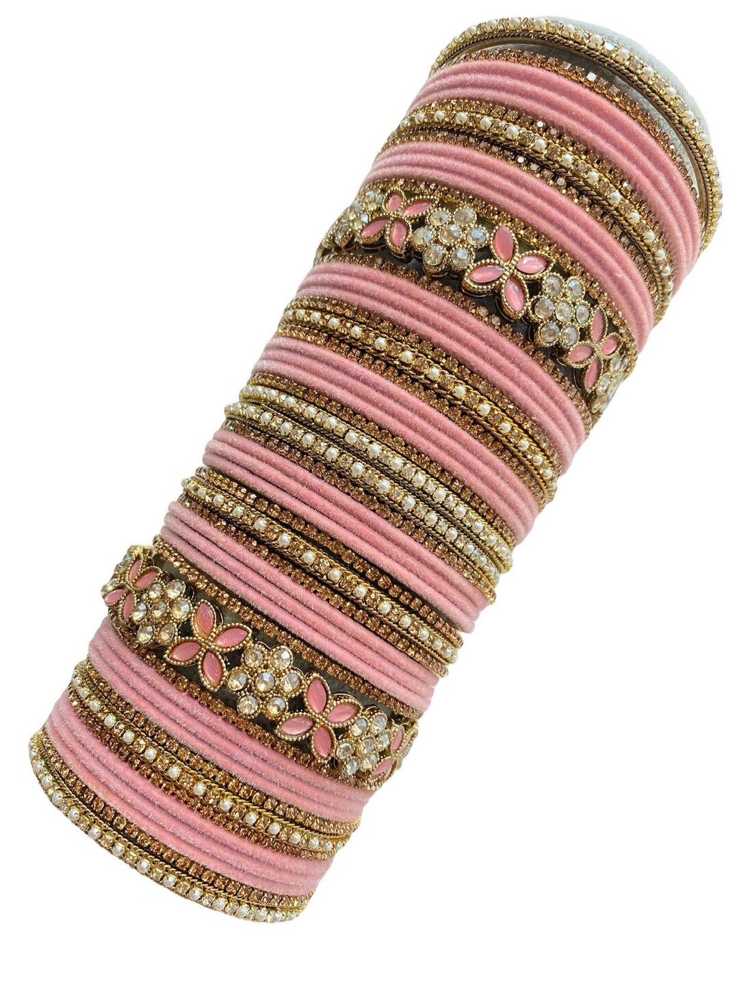 Pair of Baby Pink Desi Bangles Set | Traditional Indian Bridal ...