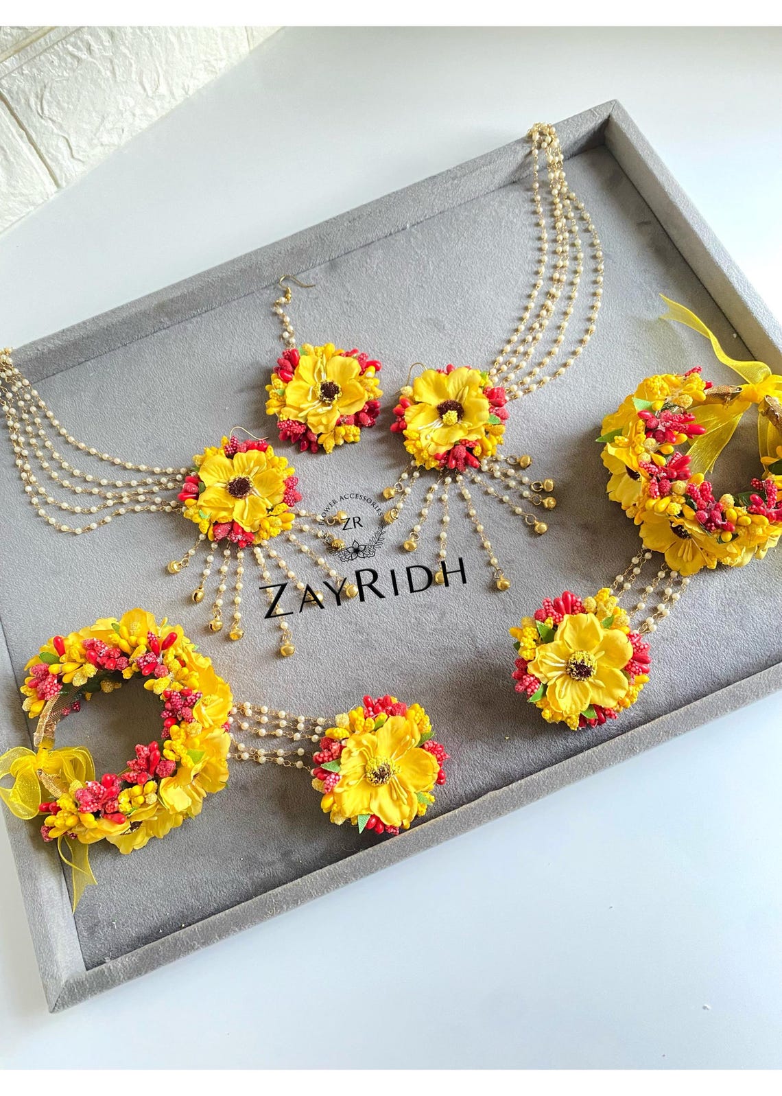 Yellow Mehndi Flower Necklace Set | Asian Indian Pakistani Bridal Haldi ...