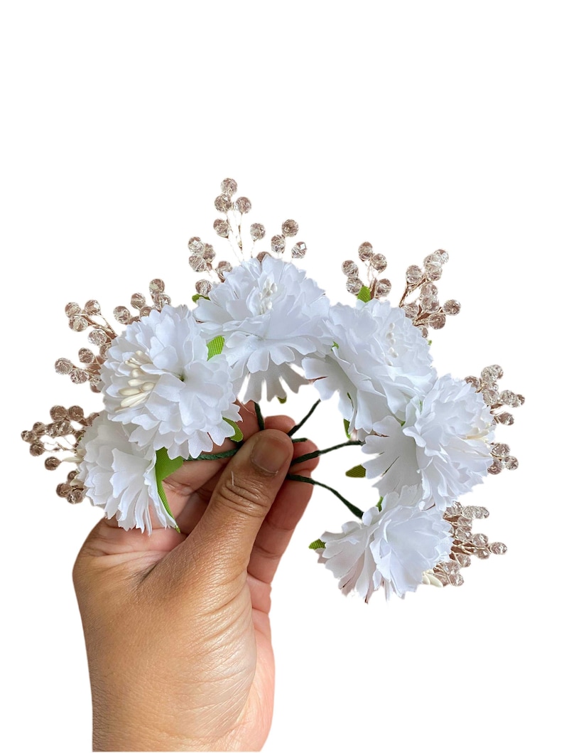 White Artificial Flower Hair Pins | Traditional Indian Bridal Flower ...