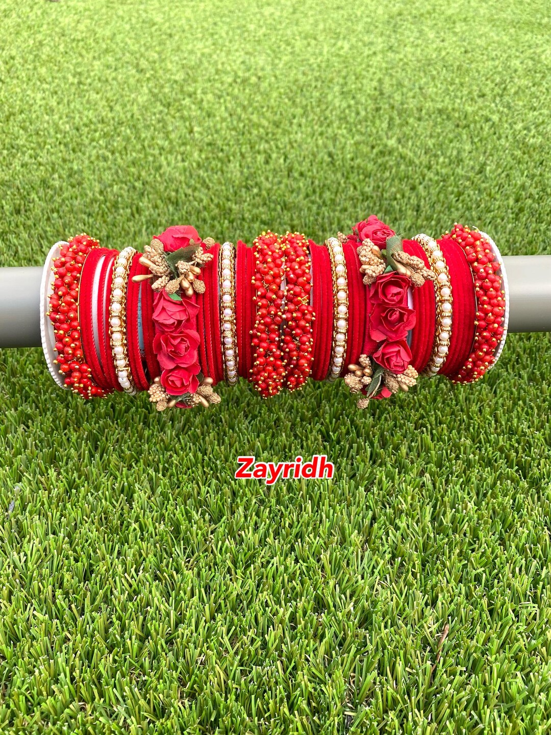 Red Flower Bangles Set | Asian Indian Bridal Bridesmaid Bangles Set ...