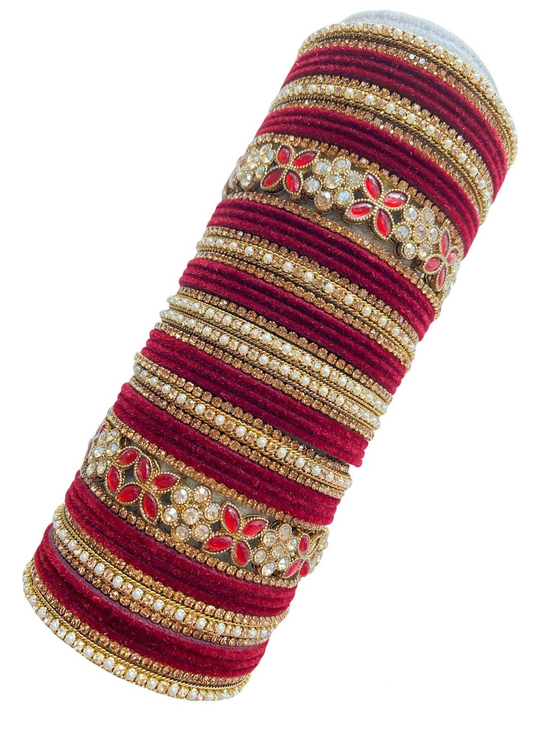 Pair of Maroon Indian Bangles Set | Chura Churiya Set | Traditional ...