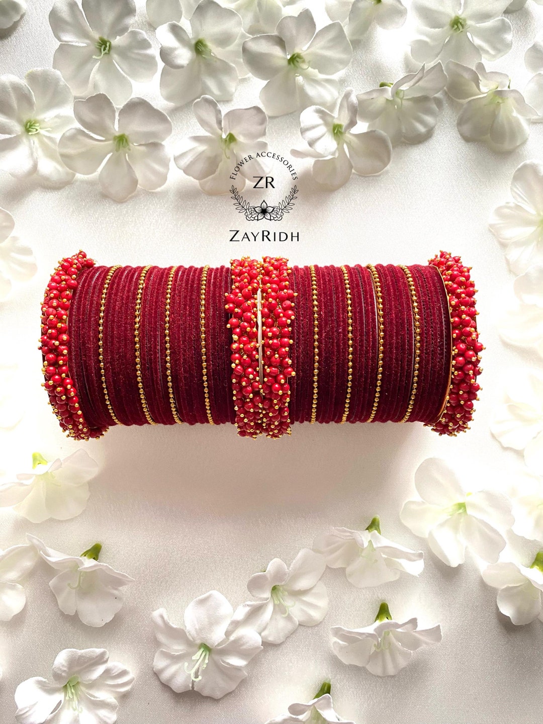 Pair of Maroon Velvet Indian Bangles Set | Traditional Indian Bangles ...