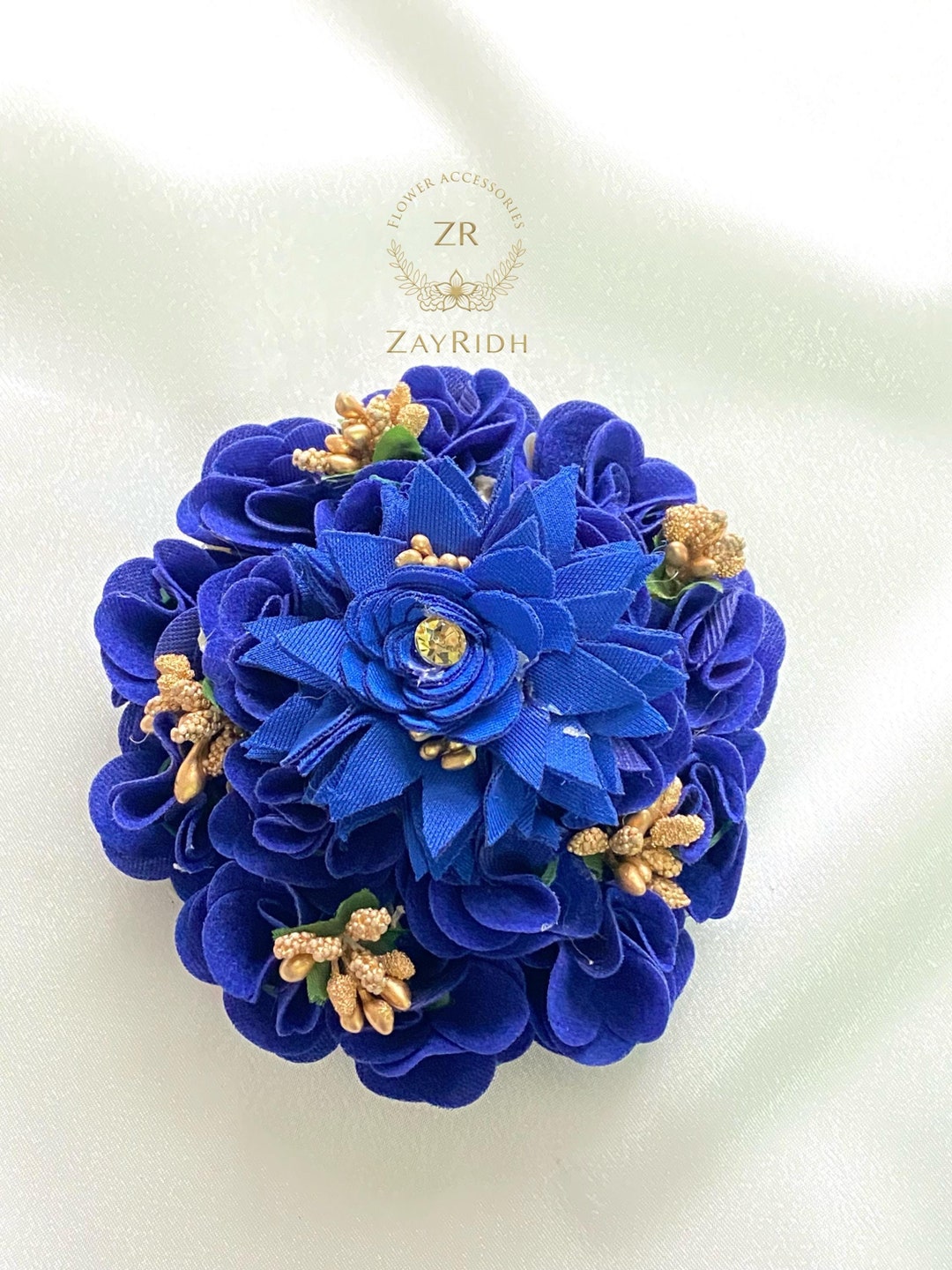 Blue Flower Hair Bun | Asian Bridal Bridesmaid Flower Hair Accessories ...
